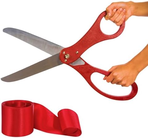 Amazon.com: Giant Ribbon Cutting Scissor Set with Red Satin Ribbon ...