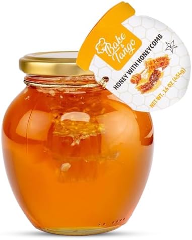 Amazon.com : Bake and Tango - Raw Honey with Honeycomb in 16oz Glass ...