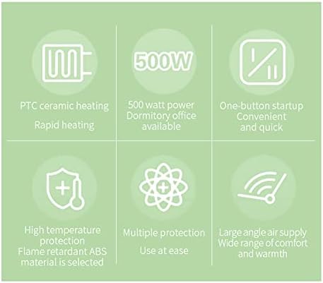 ZUKEY Portable Electric Space Heater 500W Personal Room Heater with ...