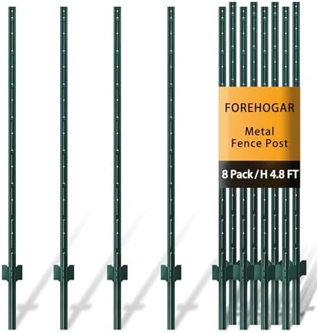Fence Posts 4 Feet, Pack of 10, 3-4-5-6-7Ft Heavy Duty Garden Metal ...