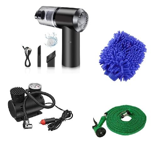 ADIJYO Car Care Combo - Air Compressor + Water Gun + Rechargeable ...