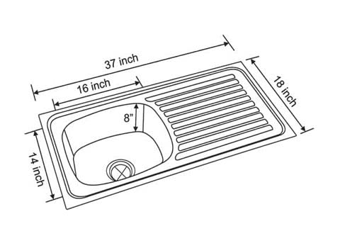 Jindal SS Kitchen Sink 37x18x8 in inches | higlossy Finish | 10 year ...