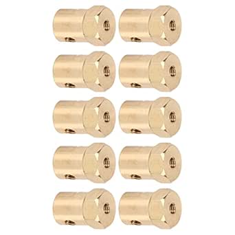 Flexible Hex Shaft Coupling, 10pcs Brass Shaft Coupler Joint 6mm Rust ...