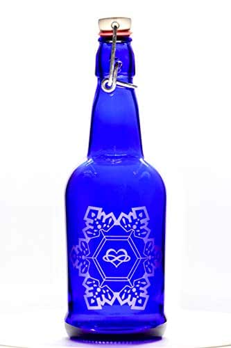 Amazon.com: Cobalt Blue Glass Water bottle, Reusable, Swing Top, 16oz ...