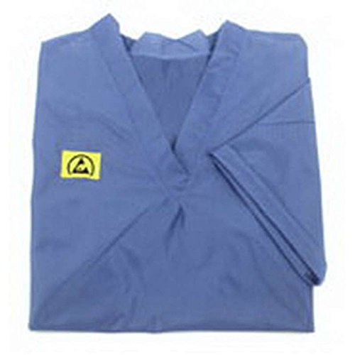 ESD-Safe Pullover Smock with Short Sleeves and Tuck-Strap, Blue, Large ...