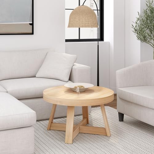 Amazon.com: Plank+Beam Classic Round Coffee Table, 36 Inch Farmhouse ...