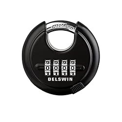 DELSWIN 4 Digit Combination Disc Padlock with Hardened Steel Shackle ...