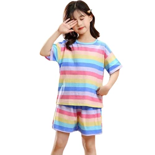 Buy Pajamas Summer Short Sleeve Cotton Multicolour Sets For Girl ...