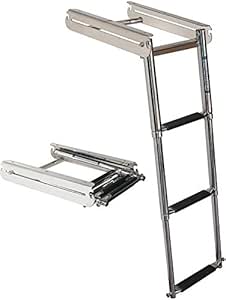 4-Step Under Platform Sliding Ladder Stainless Steel 316 Spring Loaded ...