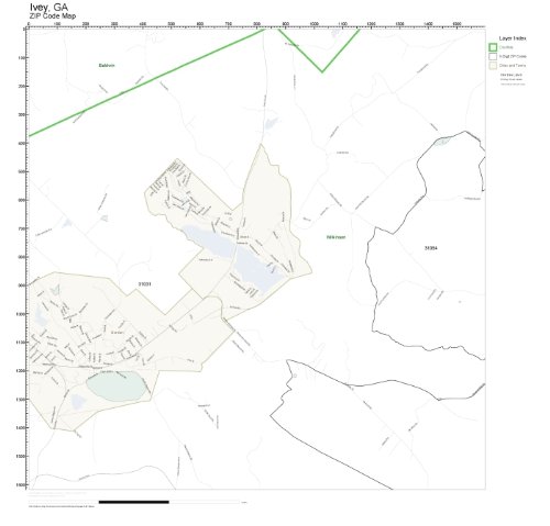 ZIP Code Wall Map of Ivey, GA ZIP Code Map Not Laminated: Amazon.com ...