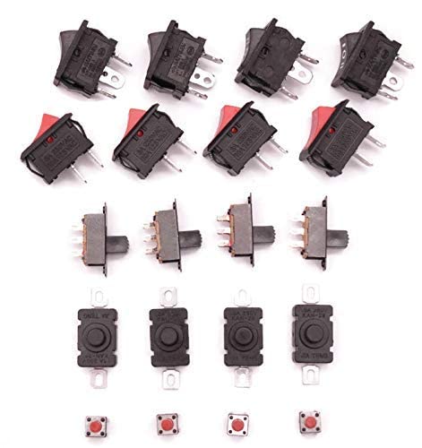 Combo of 5 type switch Slide, Push, and Rocker switch 4 pieces each for ...