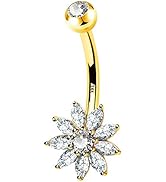 Amazon.com: COCHARM 14K Solid Gold Belly Button Rings 14K Gold Belly ...
