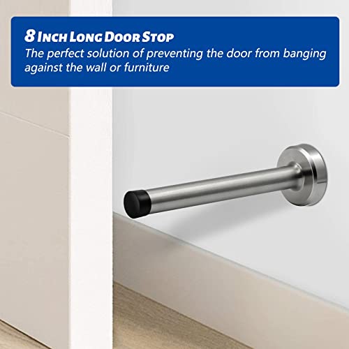 Long Door Stop, 8 inch Door Stopper, Wall Mount Door Stops with Rubber ...