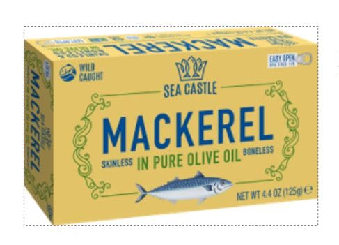 Amazon.com: Sea Castle Mackerel in Olive Oil, 4.4oz (6 Pack) | Skinless ...