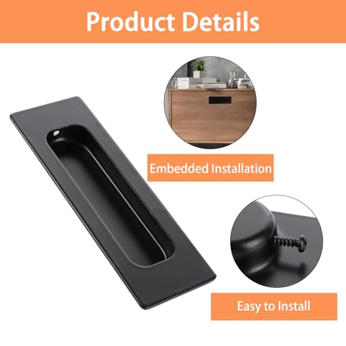 APACALI 10 PCS Sliding Door Handles, 120mm Recessed Door Handles, Black ...