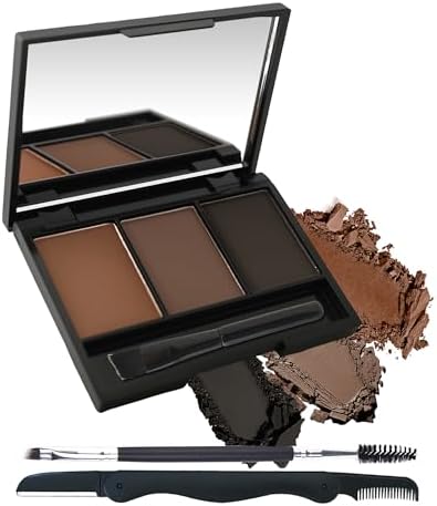 Amazon.com : Eyebrow Powder Kit,3 Color Auburn Brown Black Gray Eye ...