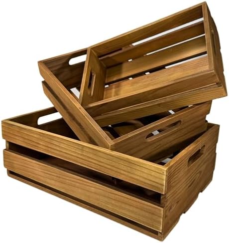 Amazon.com: PhloxWare Large Wooden Crate Rustic Storage (Set of 3 ...