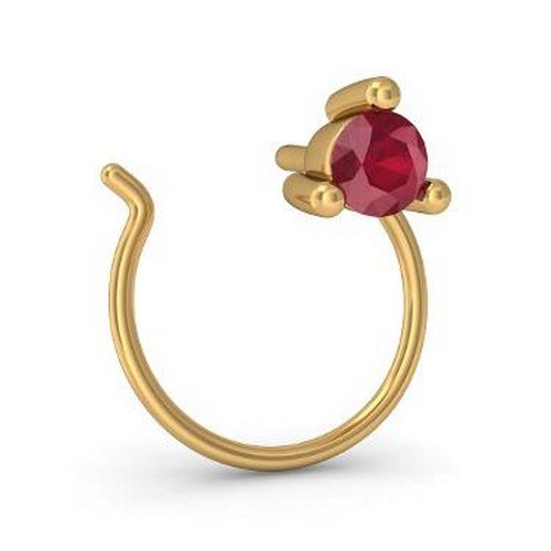 Buy BlueStone 14K Yellow Gold and Ruby Nose Pin at Amazon.in