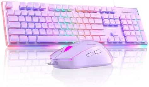 Amazon.com: Purple Light Up Keyboard and Mouse Wireless,Cute 2.4Ghz ...