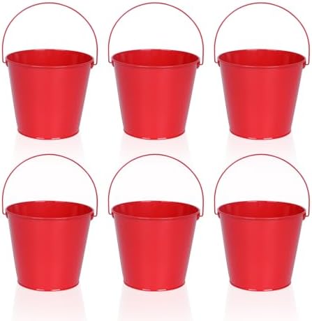 Amazon.com: ALEXPRE 6 Pack Small Metal Buckets with Handles,60 fl oz ...