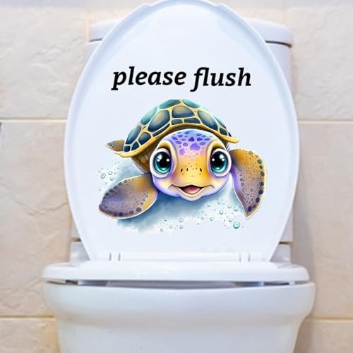 Amazon.com: Funny Cartoon Turtle Toilet Cover Sticker Decals,Colorful ...