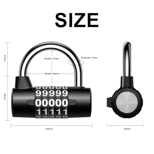 Code Padlock, Large 5 Digit Outdoor Waterproof Resettable Combination ...