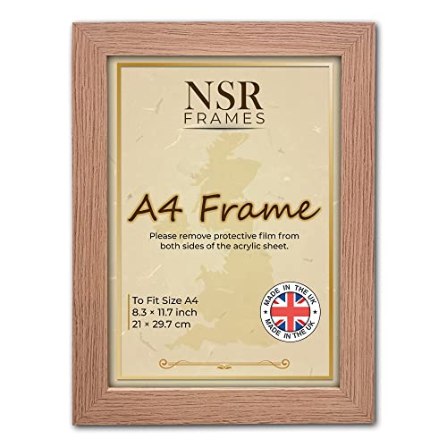 NSR A4 Picture Frames, Freestanding and Wall Mountable A4 Oak Flat ...