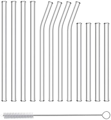 NAFENDER® Short Glass Straws Set Cute Glass Straw Reusable Cocktail ...