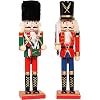 KAHEIGN 2Pcs Wooden Nutcracker Soldiers, 2 Style 30CM Christmas ...