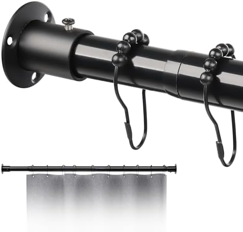Extendable Shower Curtain Rod 66-107cm, Stainless Steel Telescopic ...