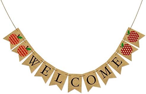 AVOIN Welcome Banner Chevron Polka Dot Apple, Rustic Pennant Decoration ...
