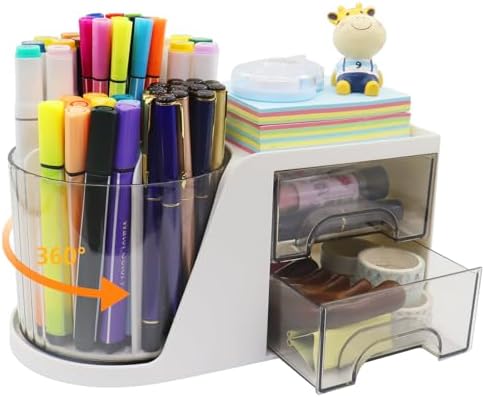 Amazon.com: Pen Pencil Holder for Desk,360 Degree Rotating Cute Pen ...