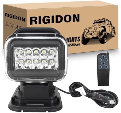 Amazon.com: RIGIDON 50W 360 Degrees LED Search Light Rotating Remote ...