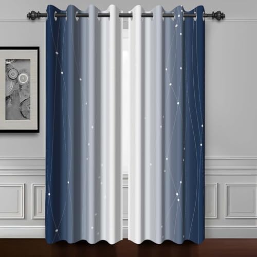 Amazon.com: Baocicco Blue and Greyish White Ombre Curtains for Bedroom ...