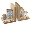Wooden House Bookends | Pair Of Shabby Chic Townhouse Bookends | Set Of ...