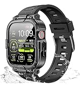 Amazon.com: Dsytom Waterproof Case with Band Compatible for Apple Watch Band 45mm 44mm 41mm 40mm ...