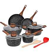 Amazon.com: ESLITE LIFE Nonstick Cookware Sets, 12 Pcs Granite Coating ...