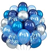 Amazon.com: 60 Pcs Blue and Silver Balloons, Navy Royal Blue Silver ...