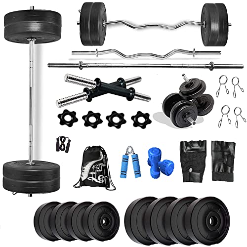 Bodyfit Home Gym Set 8 Kg to 100 Kg with Straight and Curl Rod ...