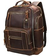 LANNSYNE Vintage Genuine Leather Backpack For Men 15.6 Inch Laptop Bag ...