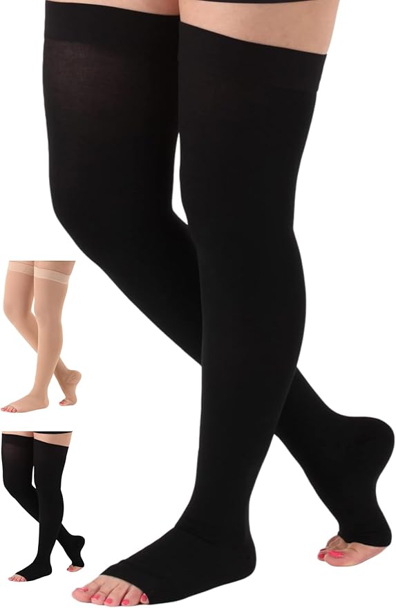 Amazon.com: ABSOLUTE SUPPORT Compression Thigh High Stockings 20-30mmHg ...