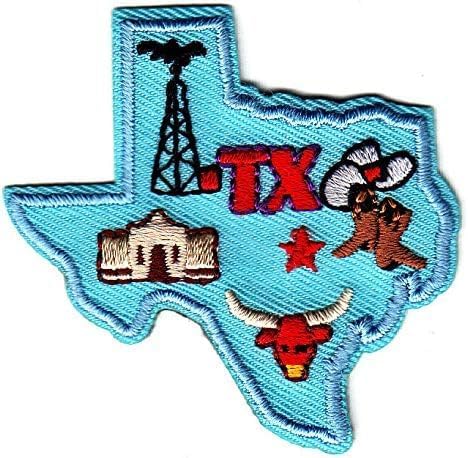 Amazon.com: Texas State Shape Iron On Patch Featuring Cowboys, The ...