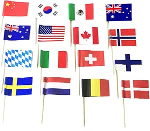 100PCS Eurovision Flags on Sticks, 10 Different Countries Eurovision ...