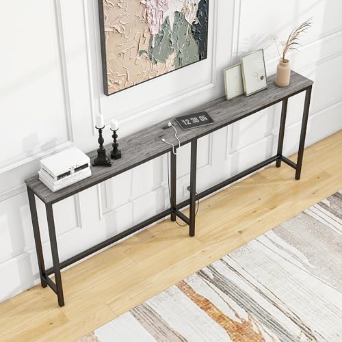 BOFENG Table console fine de 180 cm avec prises de courant, table de ...