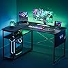 Amazon | YeTom ゲーミングデスク l字デスク pcデスク 右棚左棚 幅107cm ゲーミングテーブル 収納袋付きオフィスデスク ゲームデスク ゲーミング机 つくえ ライティング ...