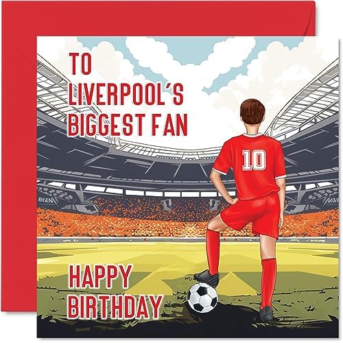 Football Birthday Card for Liverpool Fans - Biggest Fan - Fun Happy ...