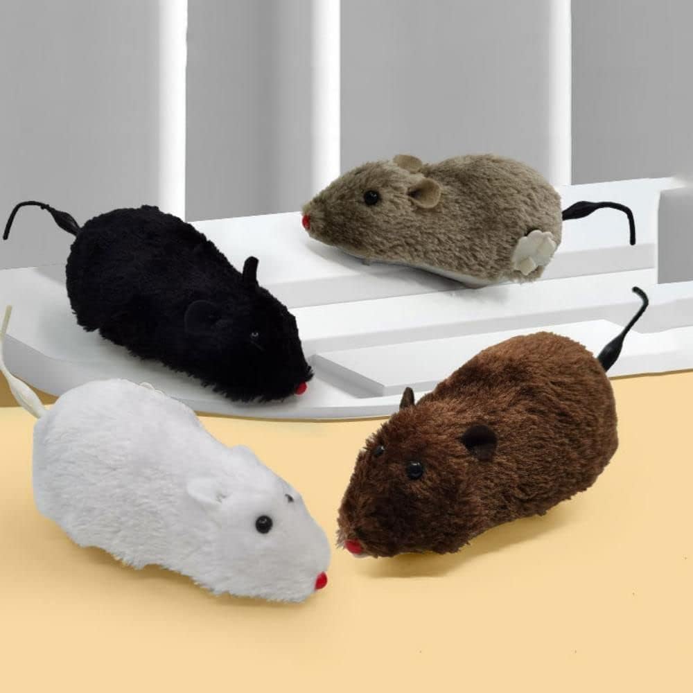 Amazon.com : 1 Pc Random Color Furry Mice Cat Toy Wind Up Toys ...