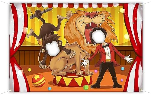 Amazon.com : Circus Carnival Backdrop 5 x 3.3 ft, Circus Monkey Lion ...