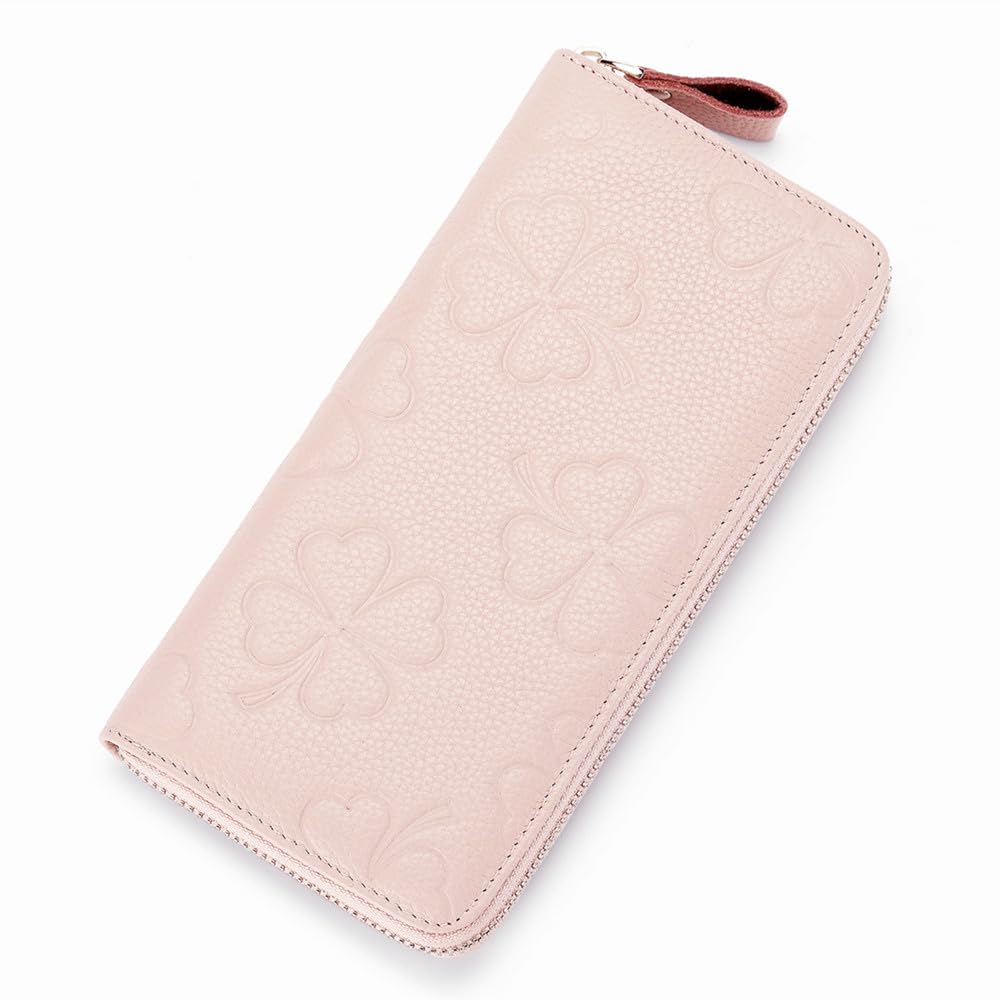 Amazon | [CHAMESH] 【訳あり】長財布 レディース 本革 スキミング防止 長財布 花柄 財布 四つ葉 (ピンク ...
