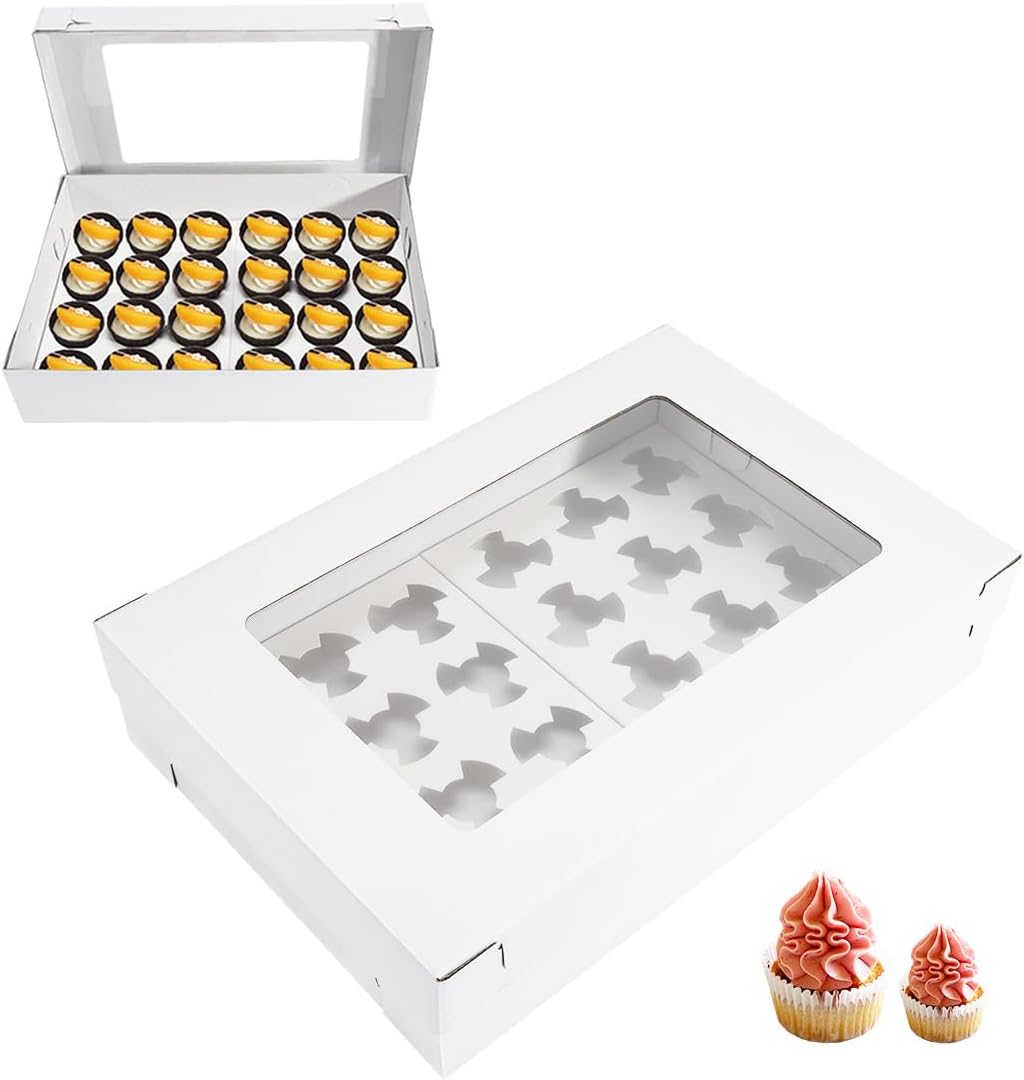 Amazon.com: Ralahbeifm 18 Pack Cupcake Boxes Hold 12 Standard Cupcakes ...